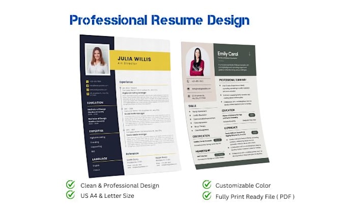 Make a professional resume design or modern cv template by Pixelgihans ...