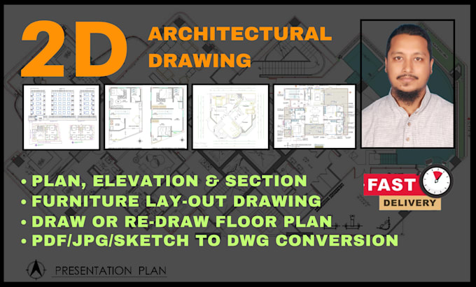 Do blueprint, autocad drawing, architectural plans , 2d floor plan ...