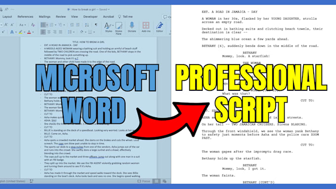 Turn your microsoft word script into an industry standard screenplay by ...