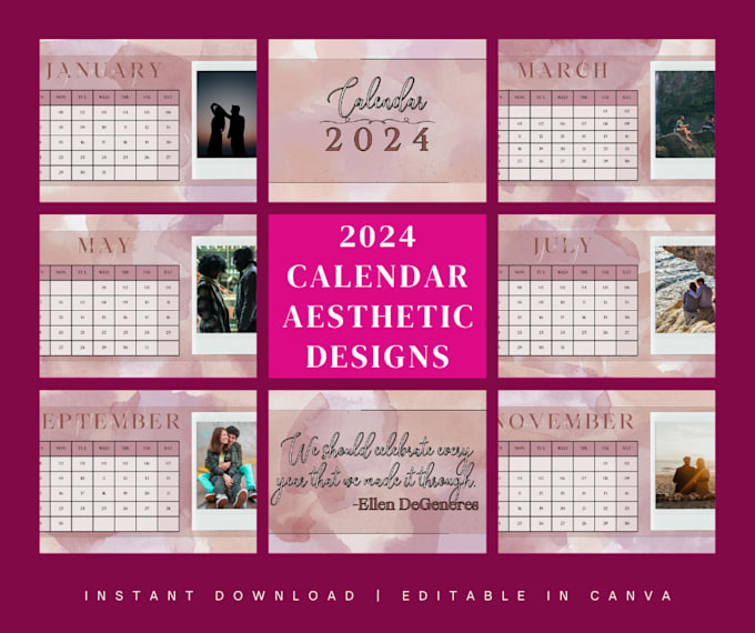 Design an elegant and aesthetic printable calendar by Artsbyrose | Fiverr