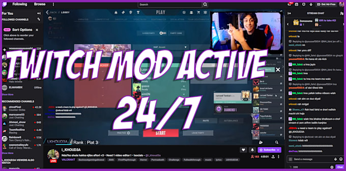 Be your twitch stream chat moderator, mod by Crushedyt | Fiverr