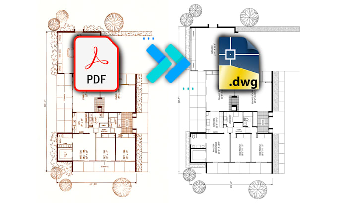 Convert floor plan pdf, image and sketch to autocad by Eng_kiin | Fiverr