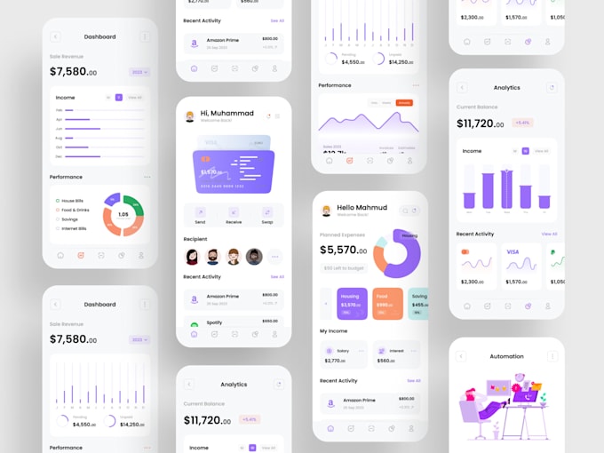 Do app ui design, ui ux, wireframe, brand identity, clickable prototye, mockups by Rise_studios ...