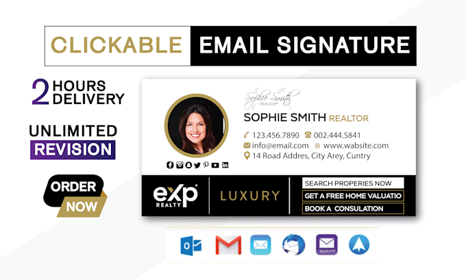 Make html email signature or clickable email signature for gmail, outlook etc by Max_marketor ...