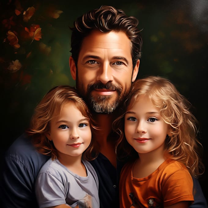 Draw realistic self portrait digital oil painting for family by ...
