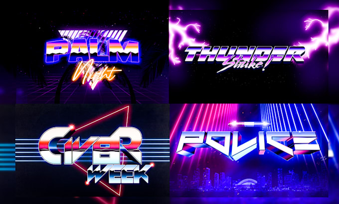 Create a 80s futuristic synthwave retro logo with neon style by Retro ...