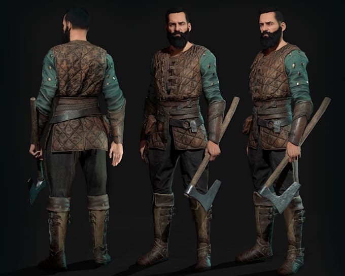 Game character model, human model, spline3d, arkit, fur texture ...