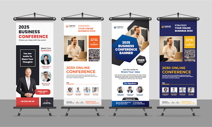 Create seminar and conference roll up banner, backdrop, poster, flyer ...