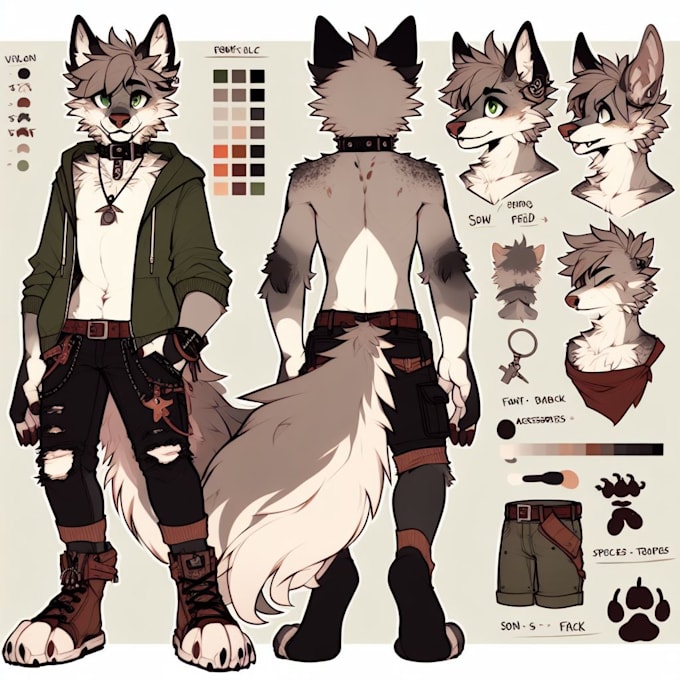 Do custom furry reference sheet, character reference sheet, fursona, furry art by ...