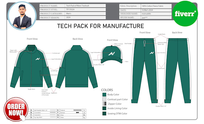 Design clothing tech pack for garment technical and cad by Moinuddininf ...