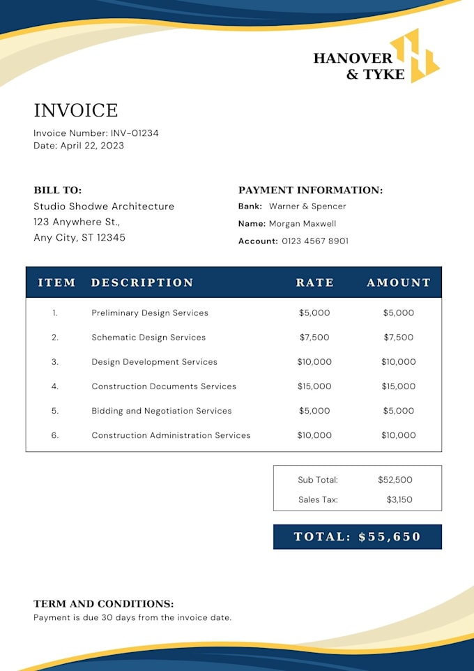 Make custom excel invoice design template pdf form by Khosa291 | Fiverr