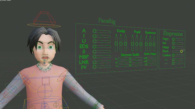 Complex face rig3d in blender for ue, unity, 3d character rigging ...
