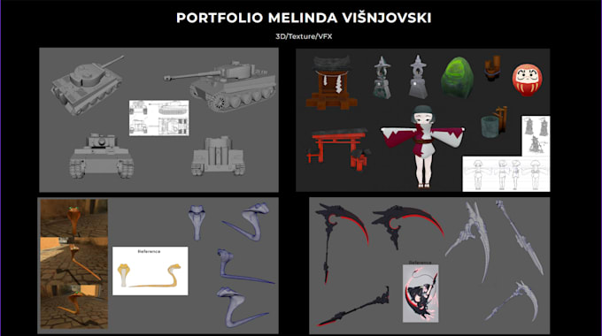 Do 3d characters, environments and props with texture by Melinda_00 | Fiverr