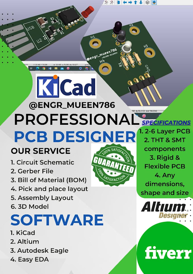 Design pcb and circuit schematic in kicad and altium software by Engr_mueen786 | Fiverr