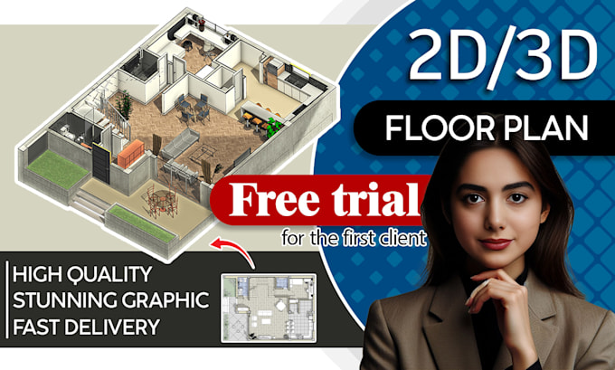 Convert your 2d plan to 3d plan in 24 hours by Nicoleamberson | Fiverr