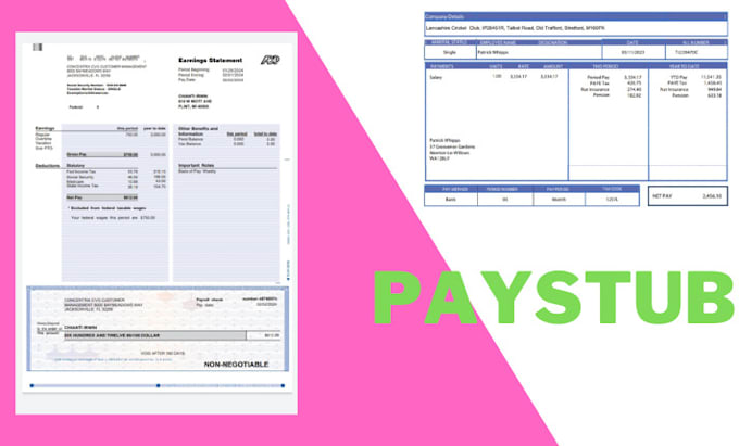 Create paystub, payslip, paycheck, checkstub by Saramkhann | Fiverr