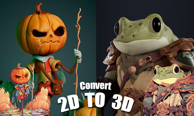 Convert 2d to 3d character for 3d printing by Little_wolf_art | Fiverr