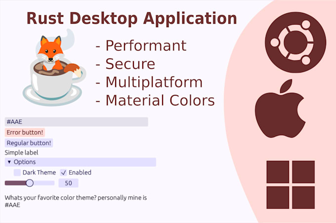Create a desktop application using material colors and rust by Toastxc ...