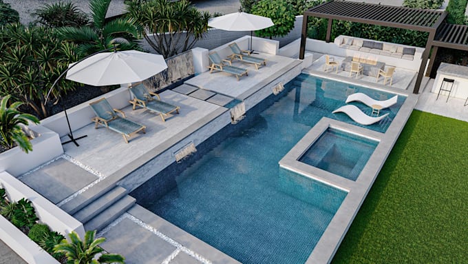 Design 3d, 2d landscape, backyard, pool, patio, garden by Jamesbaker443 ...