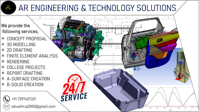 Provide 3d modelling ,2d drafting, fea analysis and other engineering solutions by Ar ...