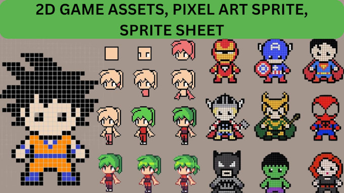 Design pixel art, pixel character, sprite sheet, rpg ,pixel art ...
