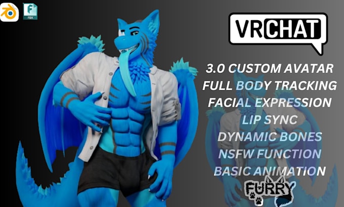 Create vrchat avatar,3d model ,furry avatar vrc vtuber avatar by Neonstudio11 | Fiverr