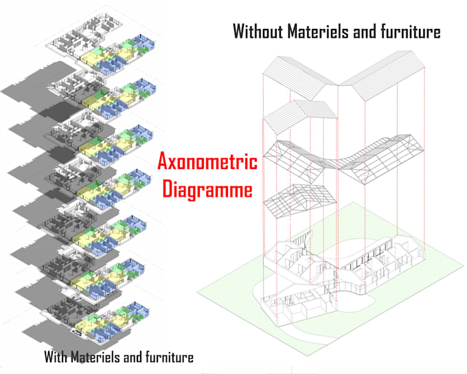 Creat exploded axonometric and 3d diagramme with floor plan by ...