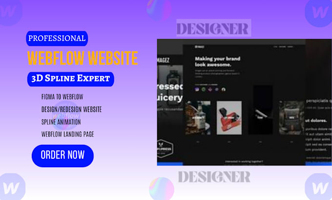 Design webflow landing page website spline 3d figma to framer website ...