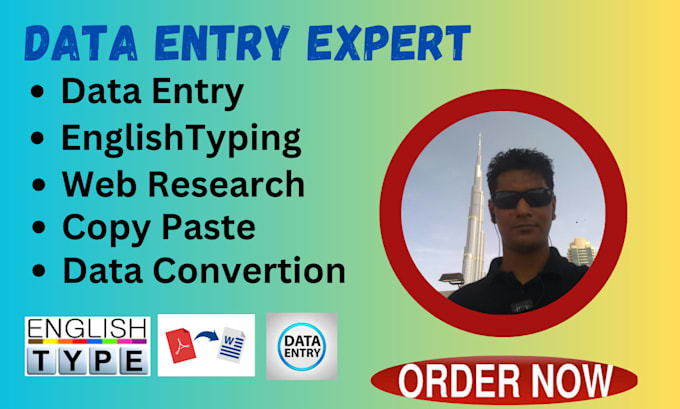 Do english typing, data entry, copy paste, web research, pdf to word excel by Taufiq_shuvo | Fiverr