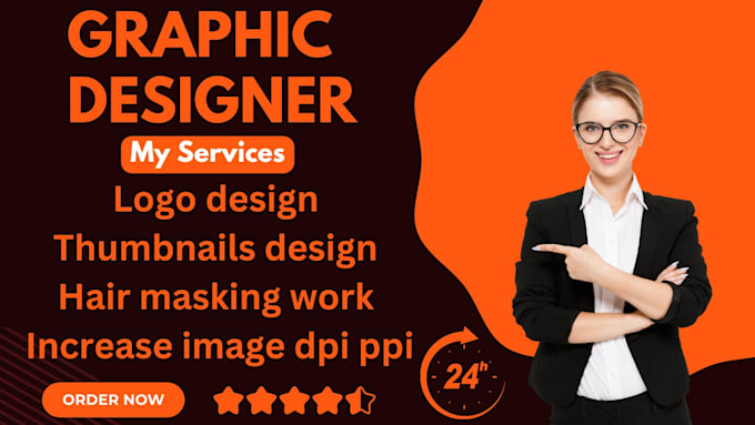 Design any logo, thumbnails, hair masking work and increase image dpi ...