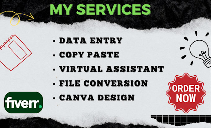 Do virtual assistant , excel data entry, file conversion, typing , data entry by Creativenaveed4 ...