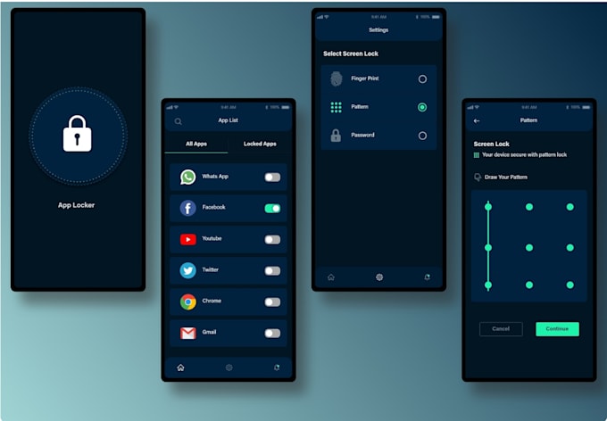 Vault app, fingerprint app, security app, app lock with control system ...