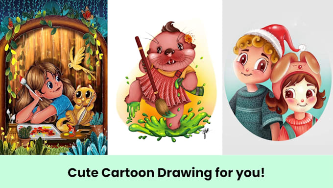 Draw 2d cartoon illustrations in procreate by Arunigunasekara | Fiverr