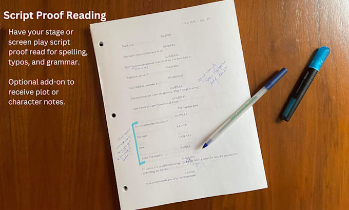 Proof read your script by Callan_stout | Fiverr