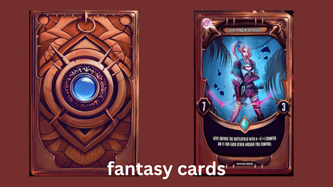Design fantasy cards tcg trading card card template card game board ...