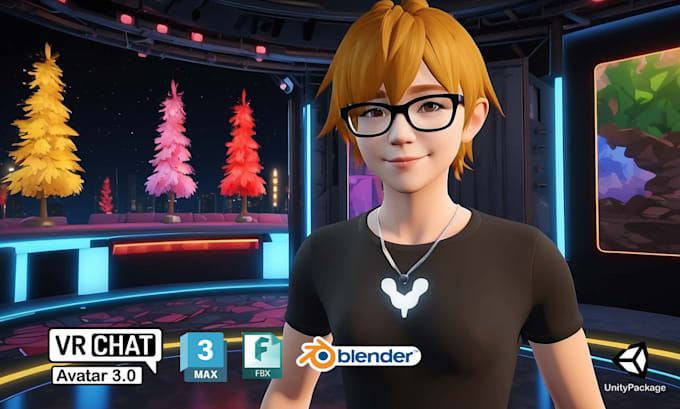 Model a custom 3d vrchat avatar, 3d anime vrchat furry fursona rigged ...