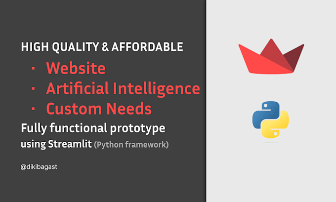 Create a functional website or ai prototype using streamlit python by Dikibagast | Fiverr