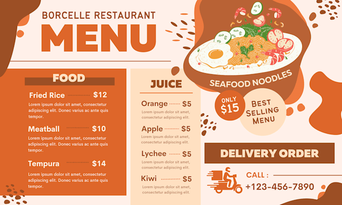 Do modern restaurant menu design by Ssbcreative | Fiverr