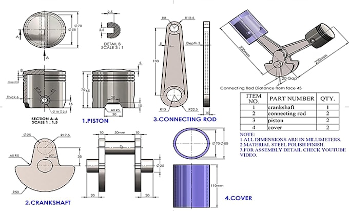 Create high quality mechanical 3d and 2d designs by Techno_shanuka | Fiverr