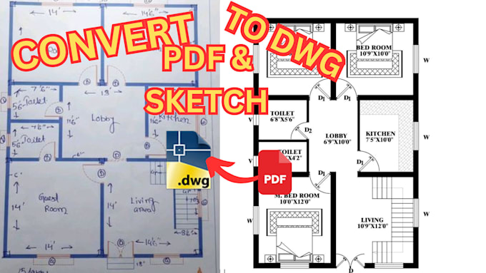 Convert your sketch or pdf drawing to dwg autocad revit file by Ayarc89 | Fiverr