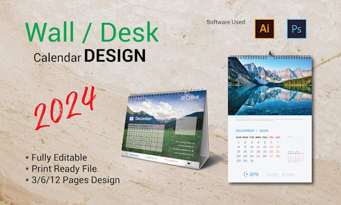 Design professional wall calendar and desk calendar by Pial_mahmud | Fiverr