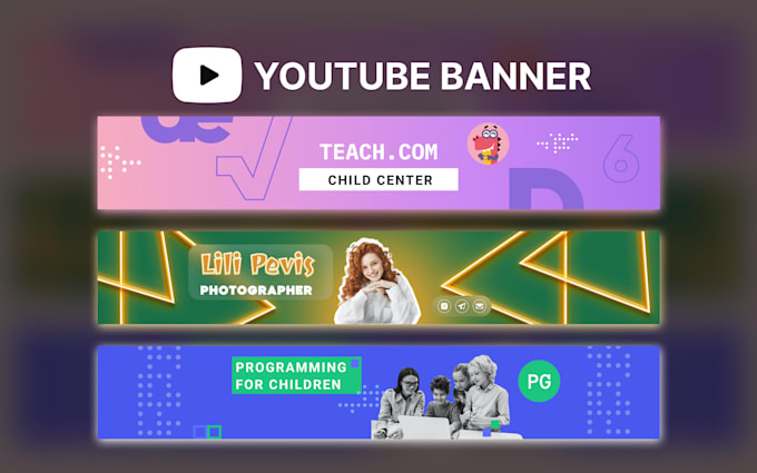 Design a custom youtube banner by Tadeusha | Fiverr