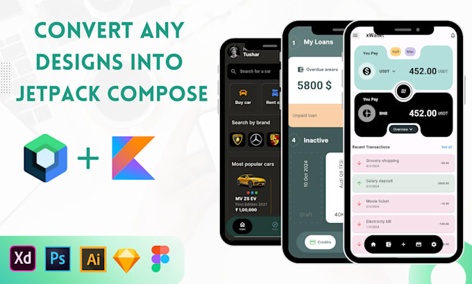 Convert figma, sketch, adobe xd designs to jetpack compose by Tusharsoftdev | Fiverr
