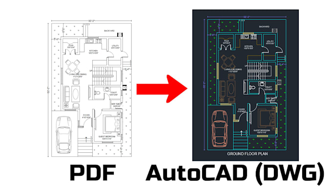Convert pdf and sketch to autocad drawing by Vksarkar888 | Fiverr