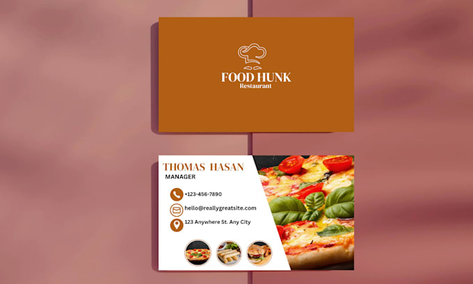 Design restaurant business card, food menu card by Fareenfatma | Fiverr