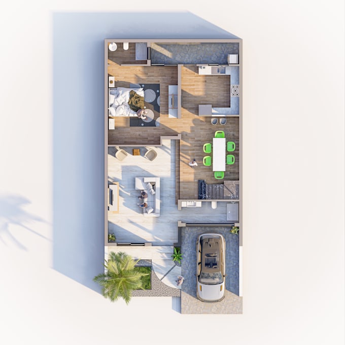 Render 2d architectural plans by Abubakarmidark | Fiverr