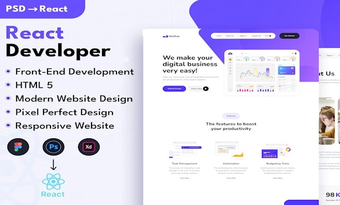 Do react js front end developer figma to react javascript website development by Karan74jaiswal ...
