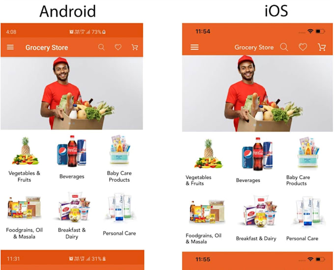 Android ios grocery store user driver app admin site xamarin ...
