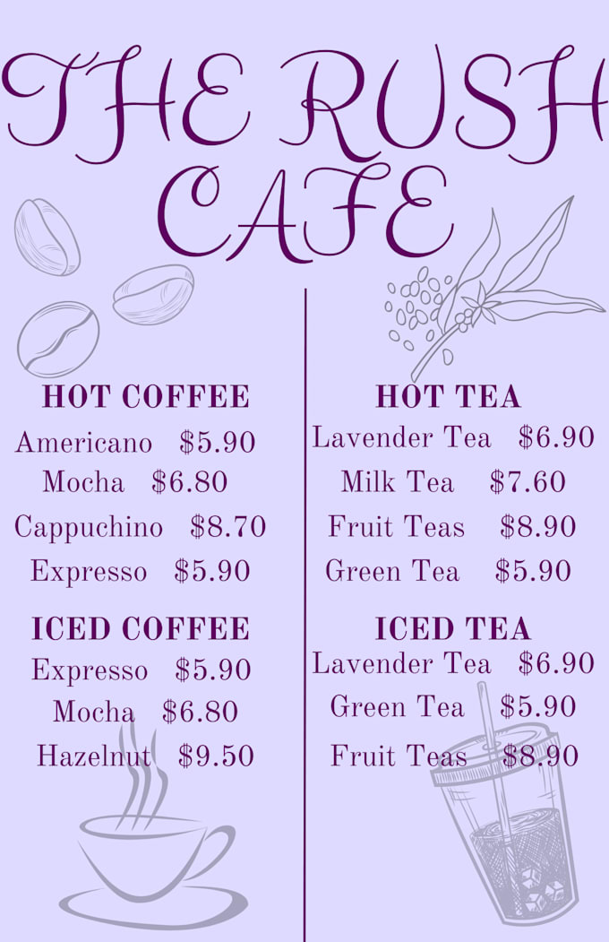 Make one paged fun and printable menu designs by Cmr606 | Fiverr