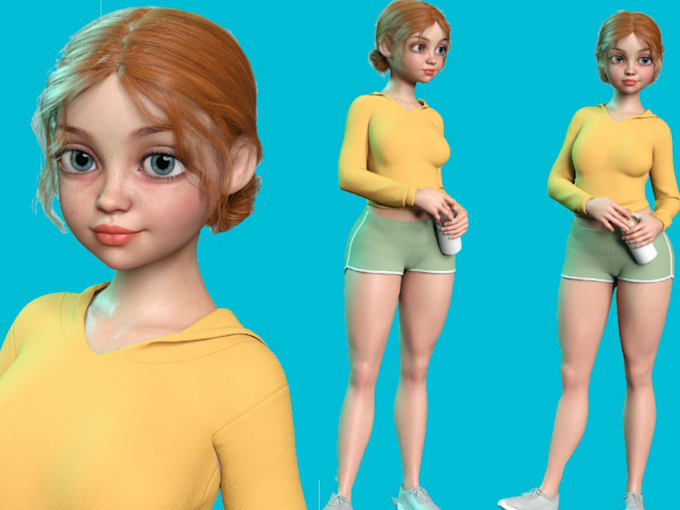 Do 3d cartoon character design unreal engine game model 3d realistic animation by Glandip | Fiverr